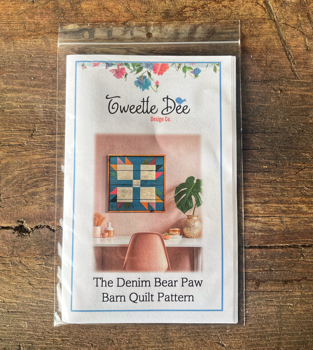 The Denim Bear Paw Barn Quilt Pattern – Tweetle Dee Design Co.
